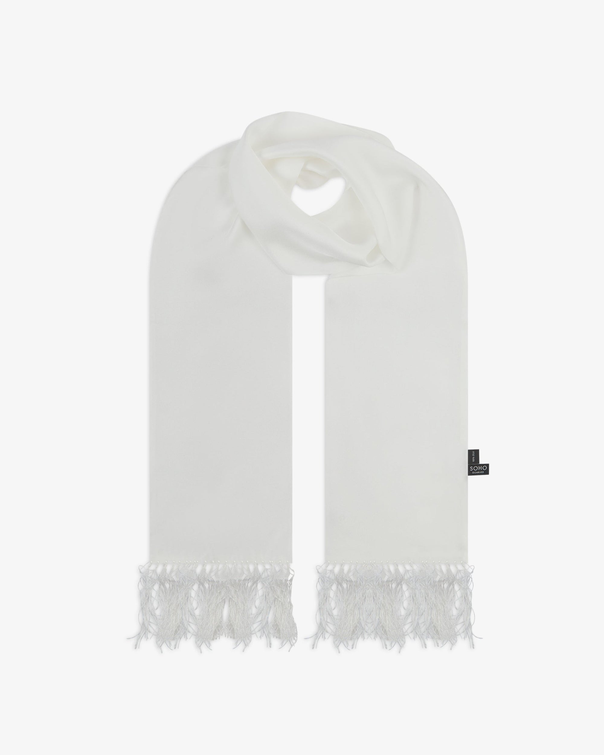 Silk Aviator Scarf | Plain White | The Air White