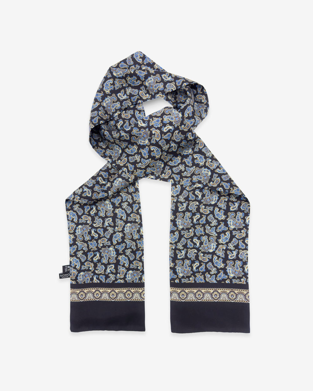 Silk Scarf in Black & Multicoloured Paisley | Soho Scarves