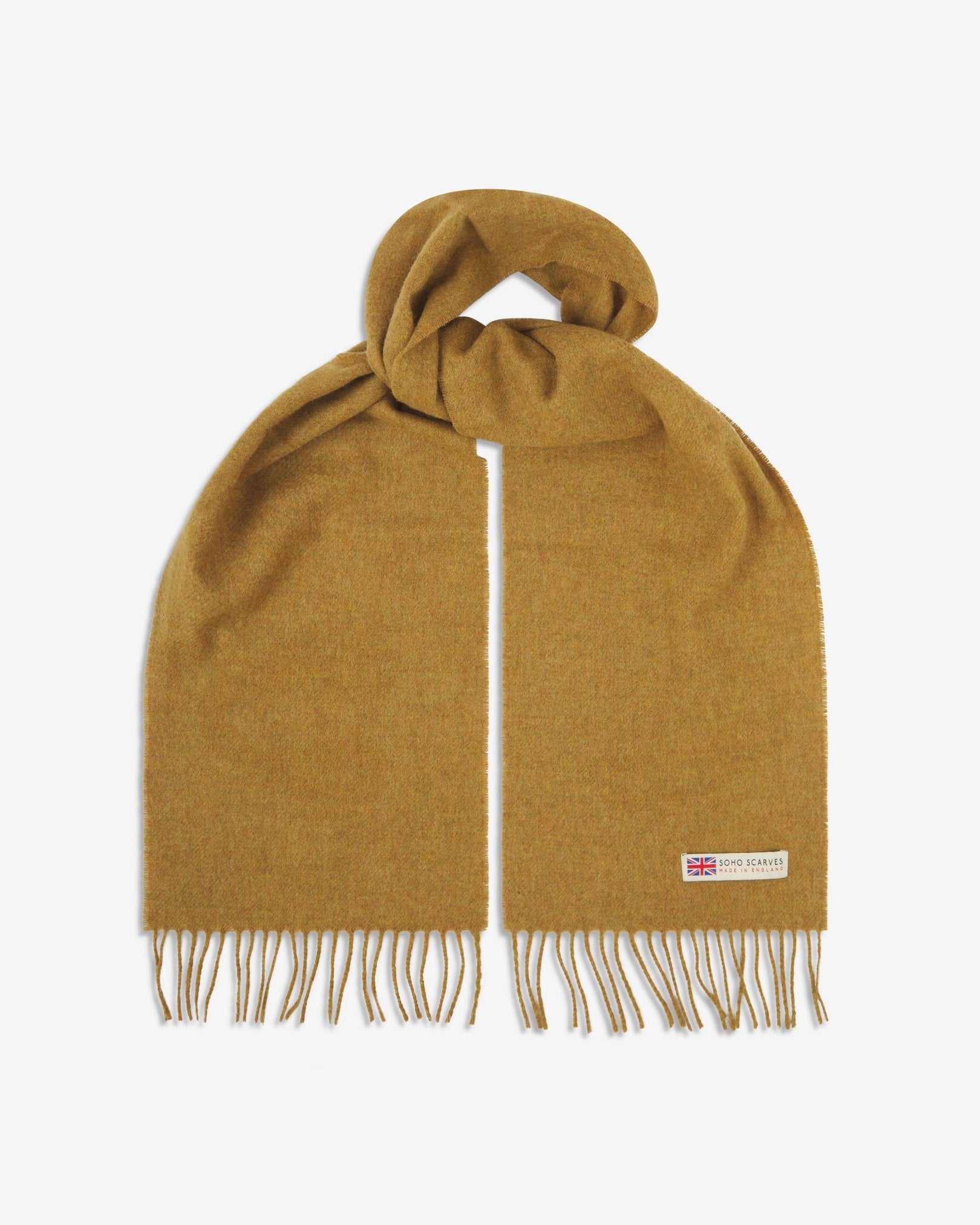 UK Merino Wool Scarf in Gold | Soho Scarves