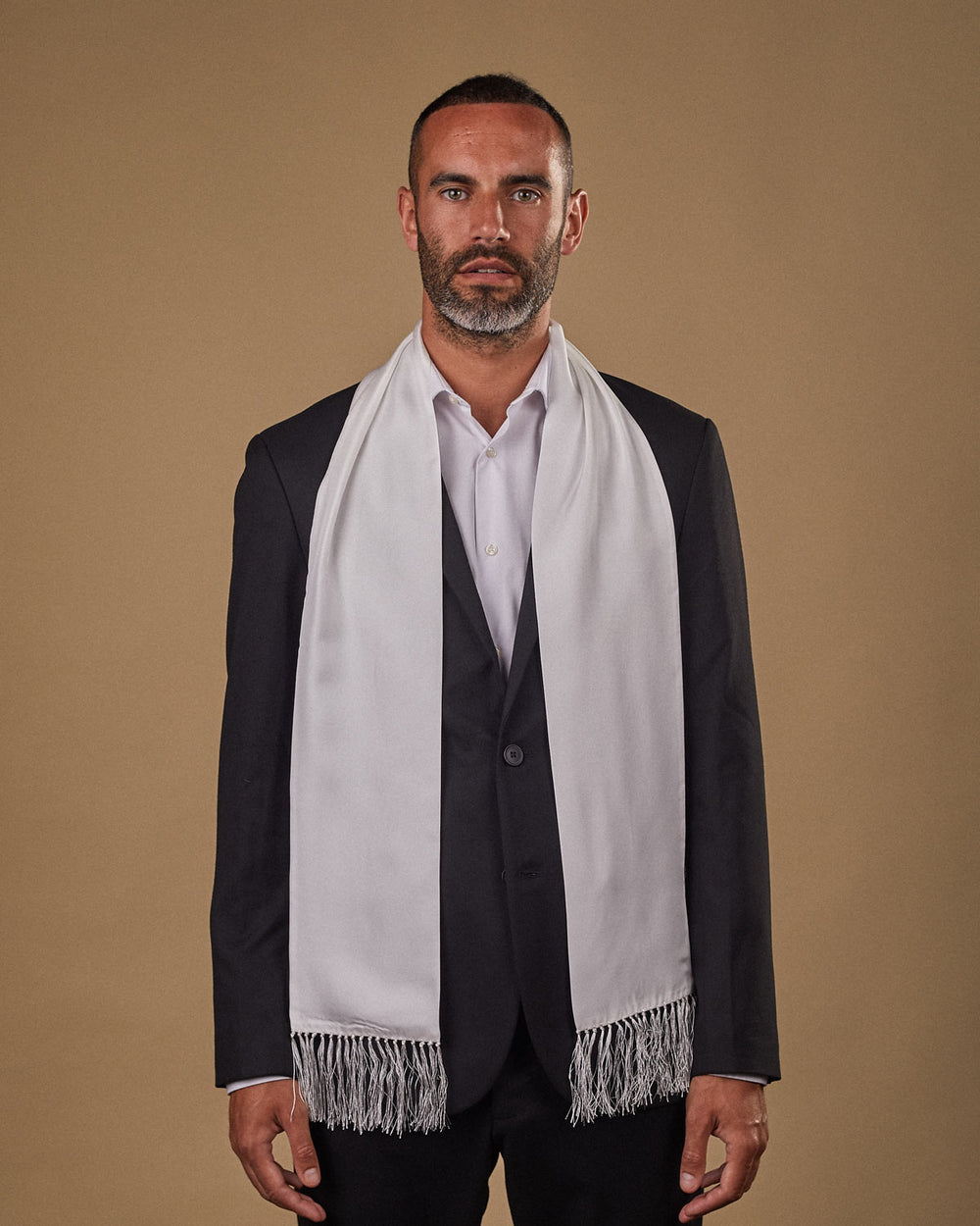 Silk Aviator Scarf | Plain White | The Air White